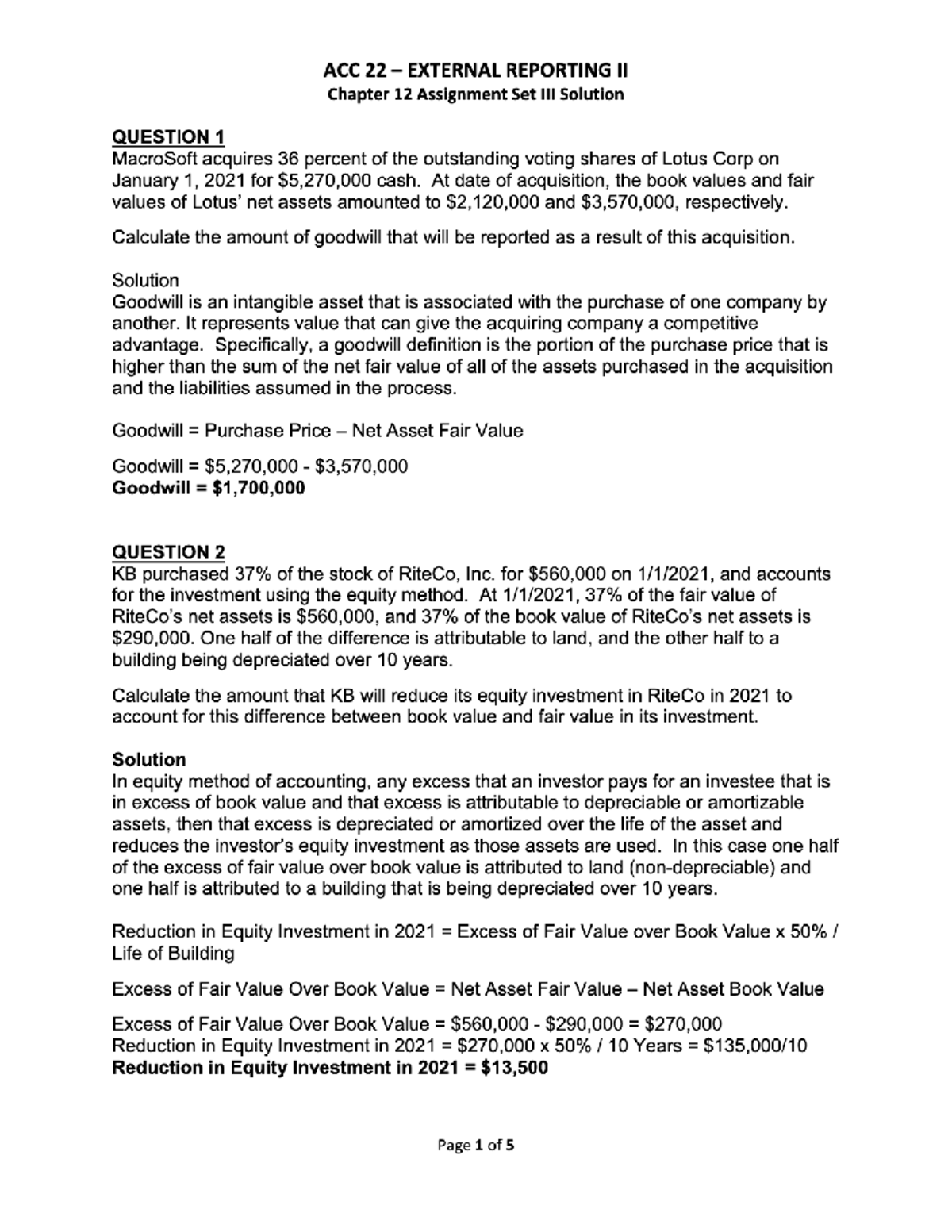External Reporting 12.3 Answers - ACC 22 - Studocu
