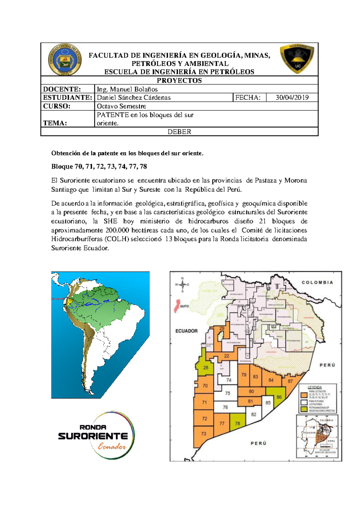 Patente para concesiones petroleras - FACULTAD DE INGENIERÍA EN ...