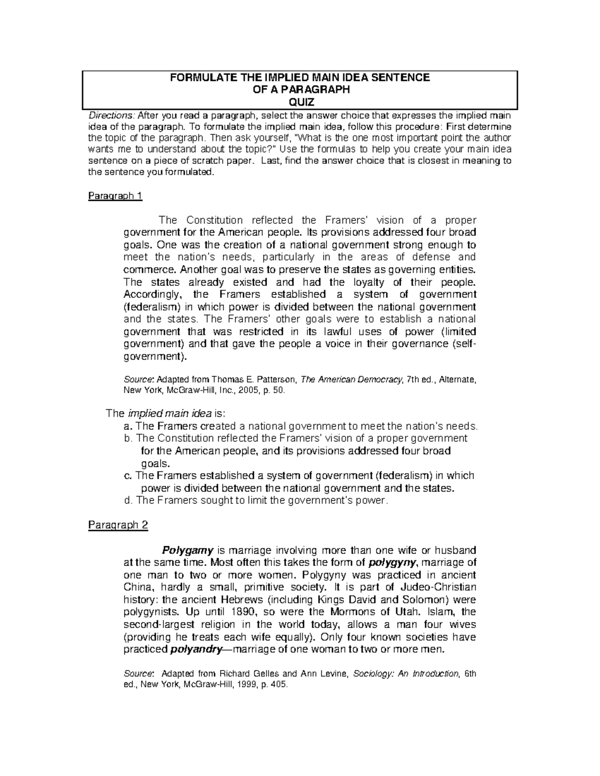 Quiz - 5. Implied MAIN IDEA - English for Critical Academic Readding - UiTM - Studocu