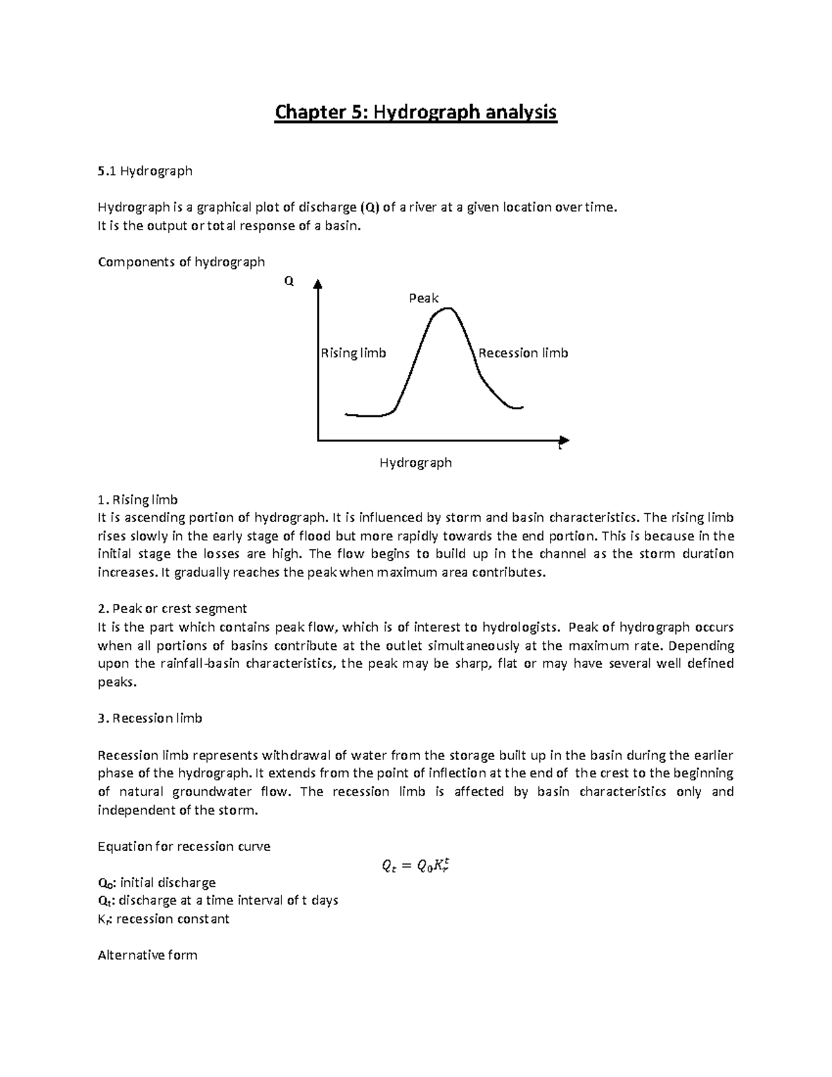 Ch5hydrographanalysis-160614152526 - Chapter 5: Hydrograph analysis 5 Hydrograph Hydrograph is a ...