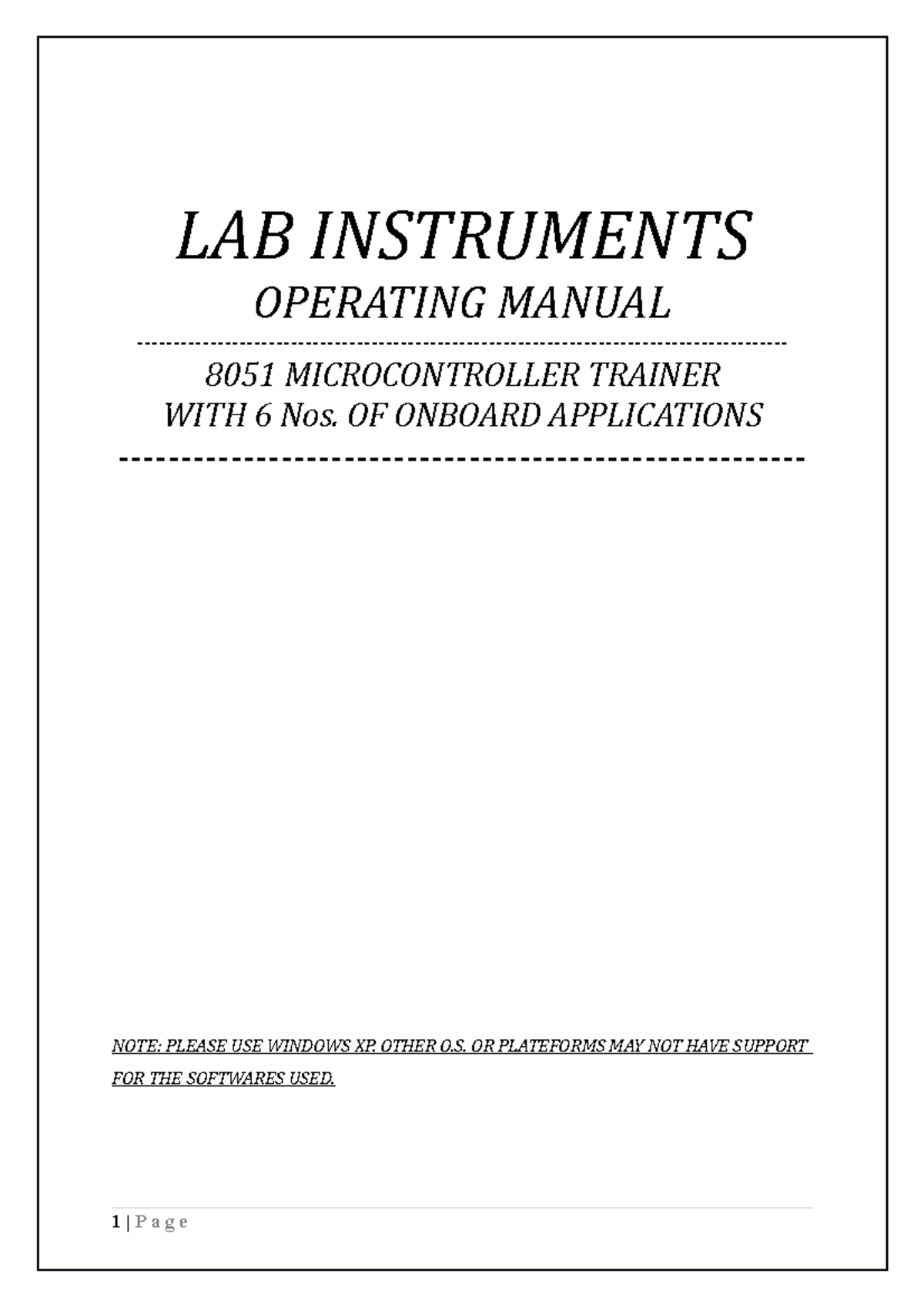 8051 Microcontroller Trainer Manual White updated - LAB INSTRUMENTS OPERATING MANUAL - 8051 ...