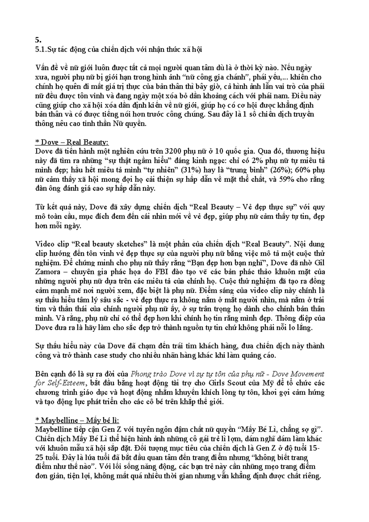 Phần 5 nữ quyền - không có gì - 5. 5.1 ự tác đ ng c a chi n d ch v i nh n th c xã h iộ ủ ế ị ớ ậ ...