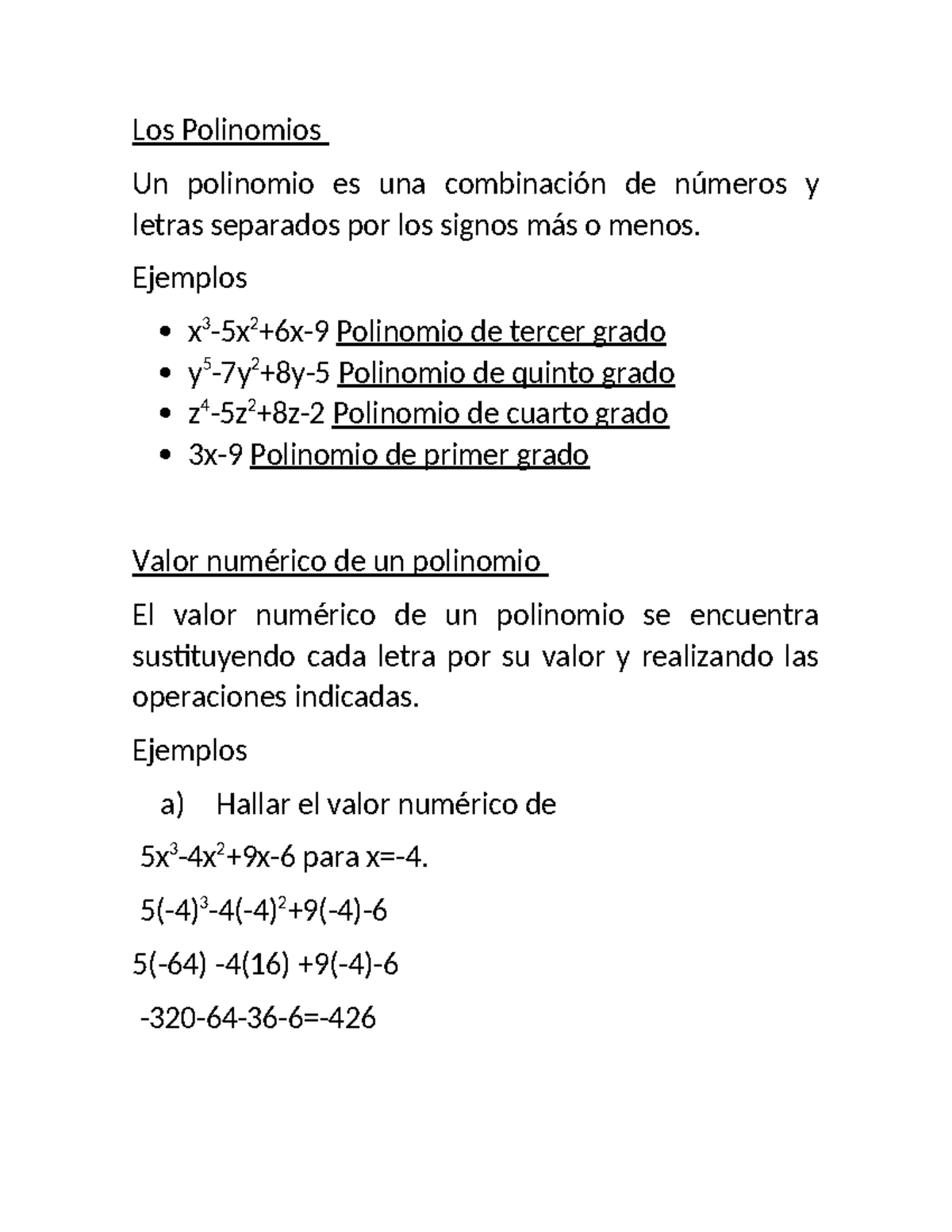 Los Polinomio 1 - Matematica Basica - Los Polinomios Un polinomio es ...