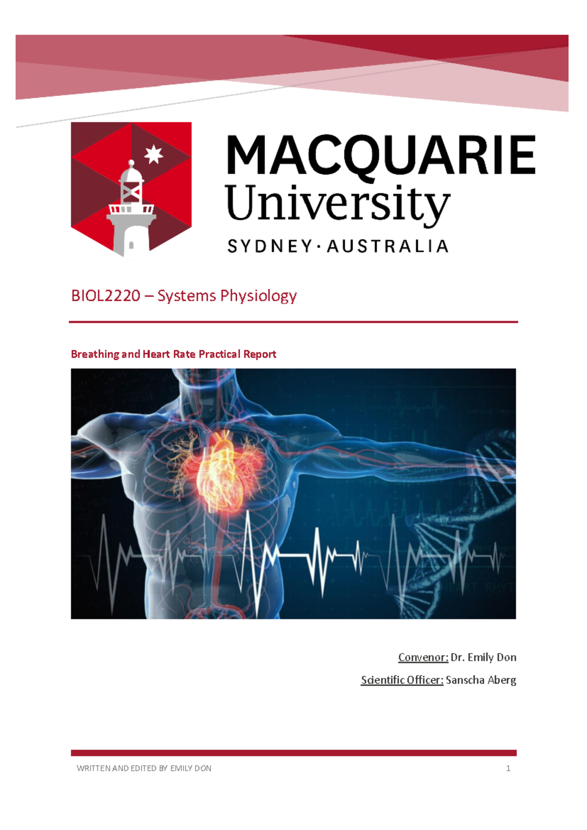 Breathing and Heart Rate Practical Report - WRITTEN AND EDITED BY EMILY ...