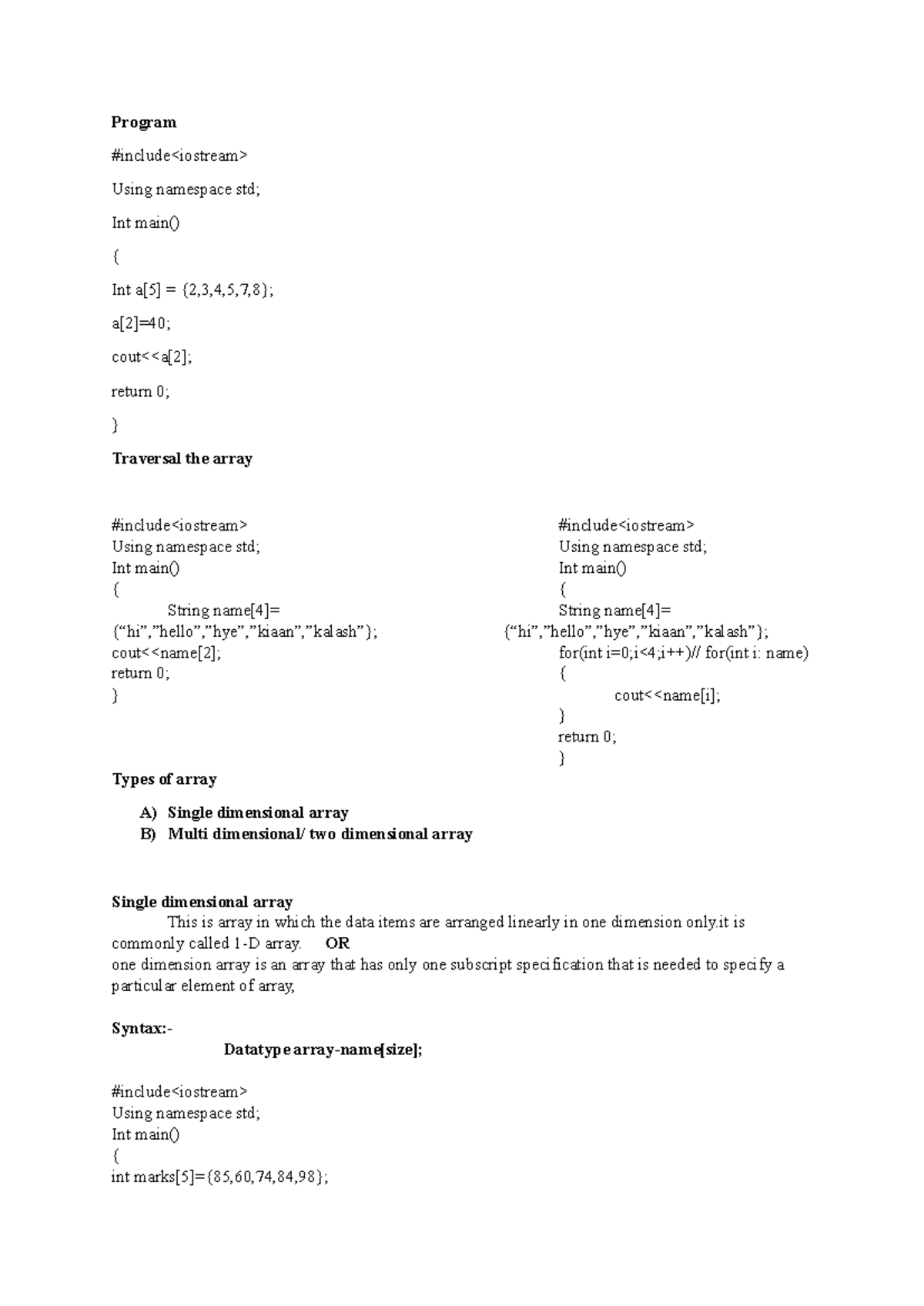 Array Program Include Using Namespace Std Int Main Int A 5 9536