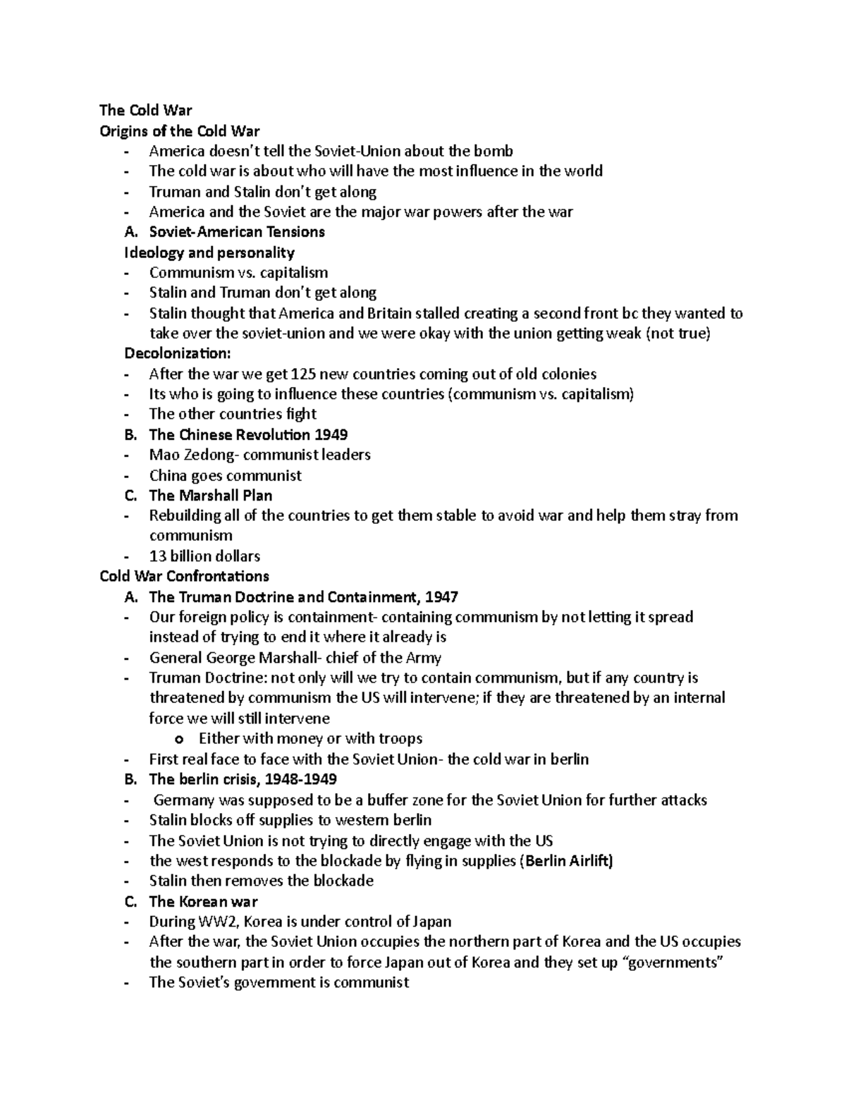 The Cold War - The Cold War - The Cold War Origins of the Cold War ...