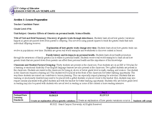 3 Day Lesson Plan ELM 361 - Section 1: Lesson Preparation Teacher ...