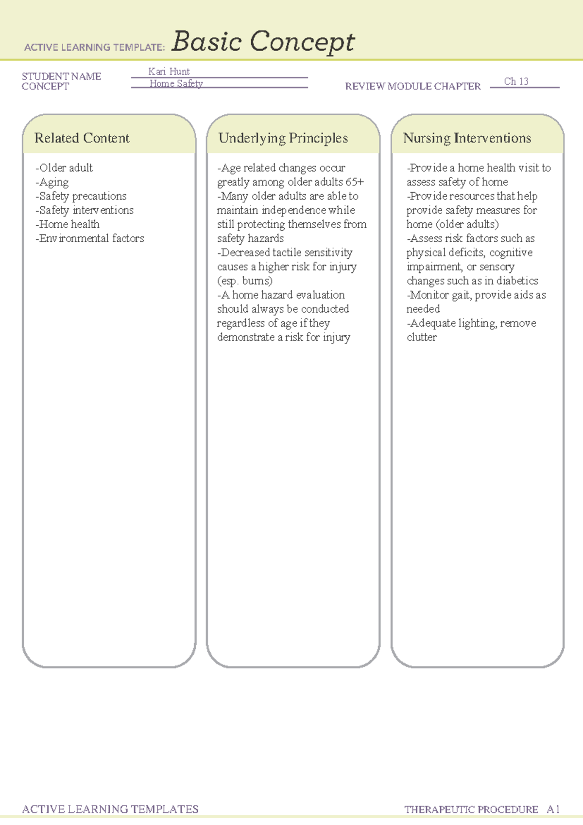 Basic Concept Ch 13 - ATI Remediation - STUDENT NAME CONCEPT REVIEW MODULE CHAPTER Related ...