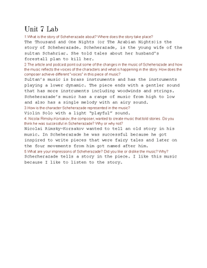 Unit 6 Lab - Assignment - Unit 6 Lab? The speaker describes classical ...
