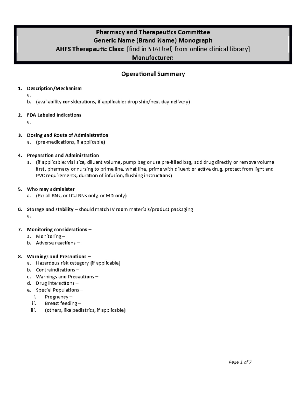 Monograph-Template-2 - Pharmacy and Therapeutics Committee Generic Name ...