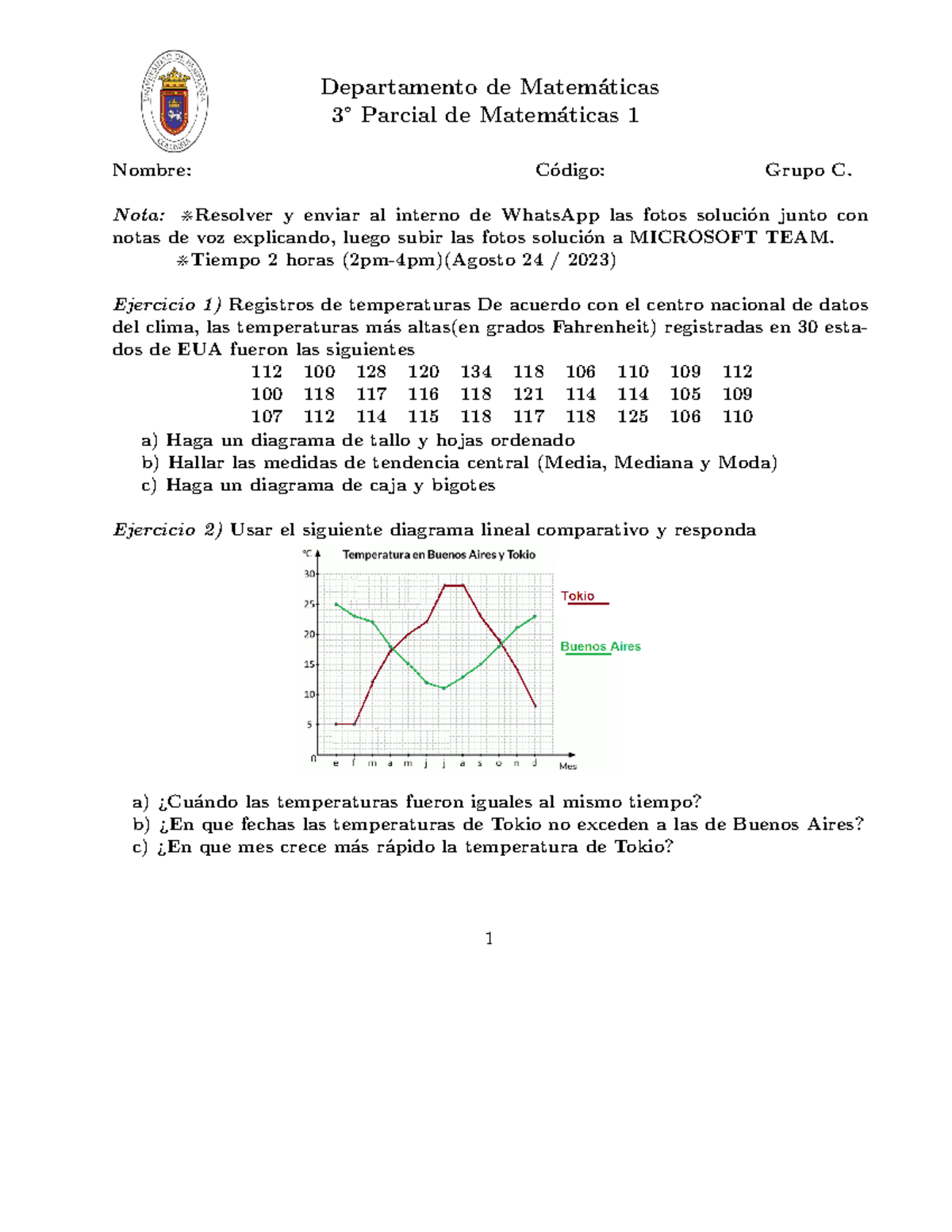 Parcial 3 Math 1 G.C tres - Departamento de Matem ́aticas 3 ° Parcial ...
