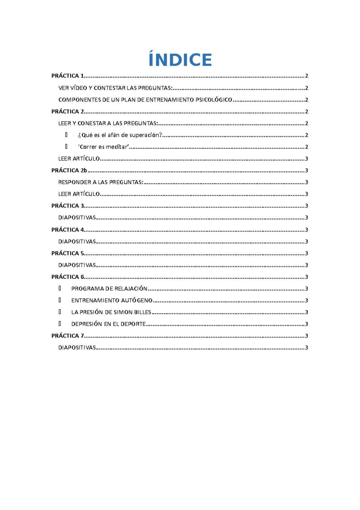 Practicas- Analisis - ÍNDICE PRÁCTICA - Studocu