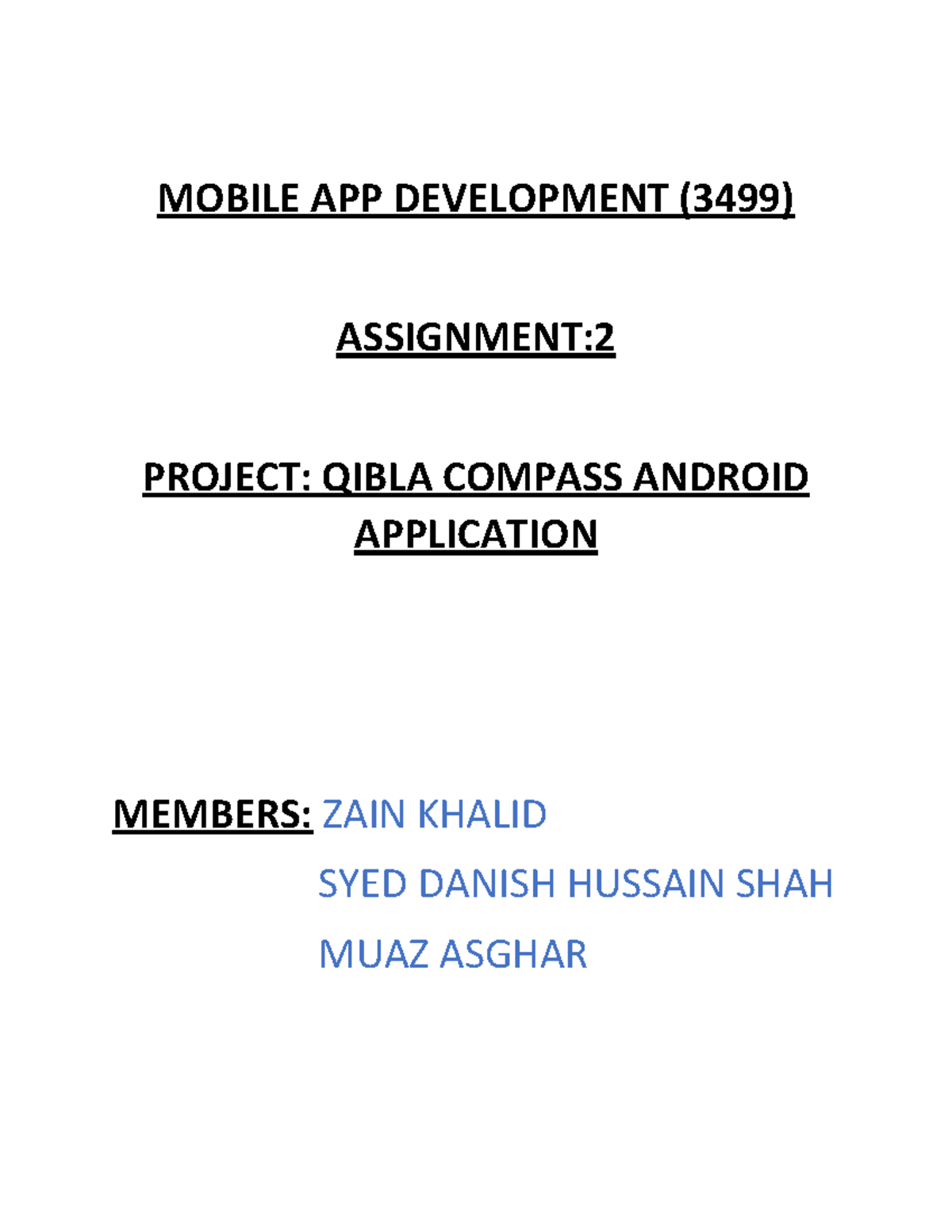 Mobile APP Development - MOBILE APP DEVELOPMENT (3499) ASSIGNMENT: PROJECT: QIBLA COMPASS ...