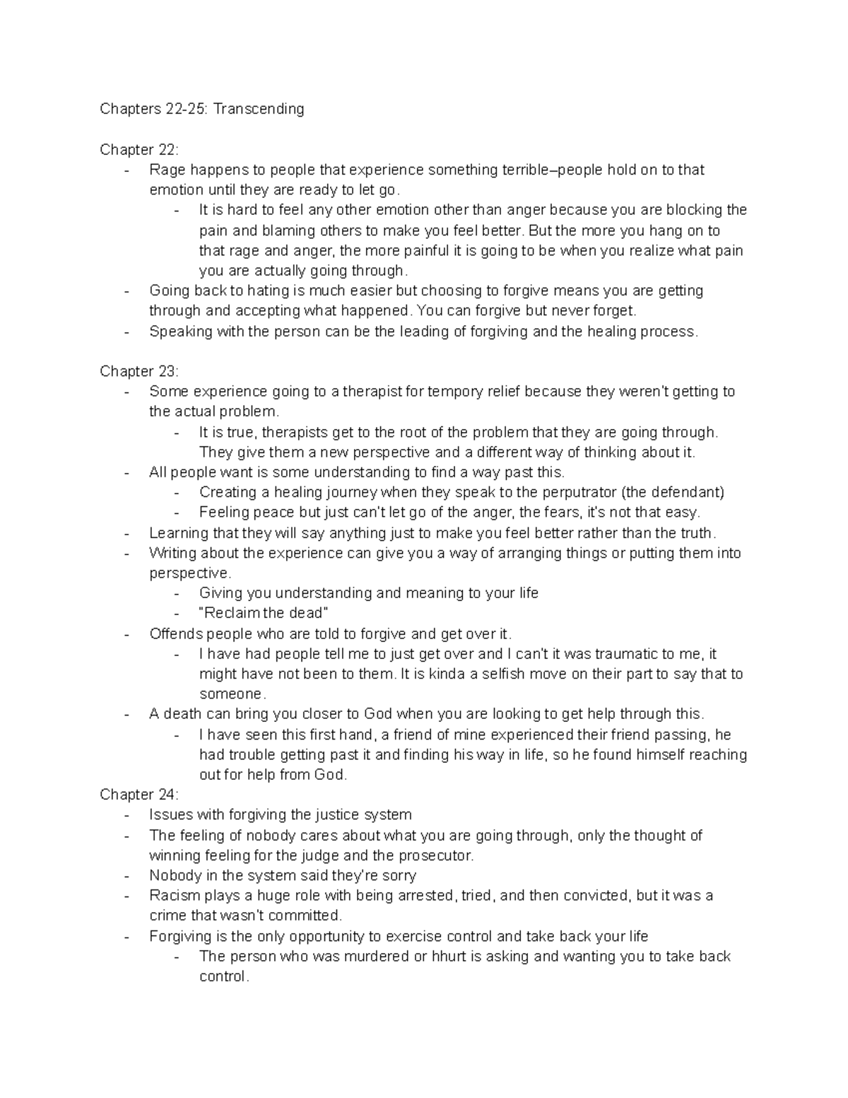 Victimology Inquiry Assignment Feb 22 - Chapters 22-25: Transcending ...