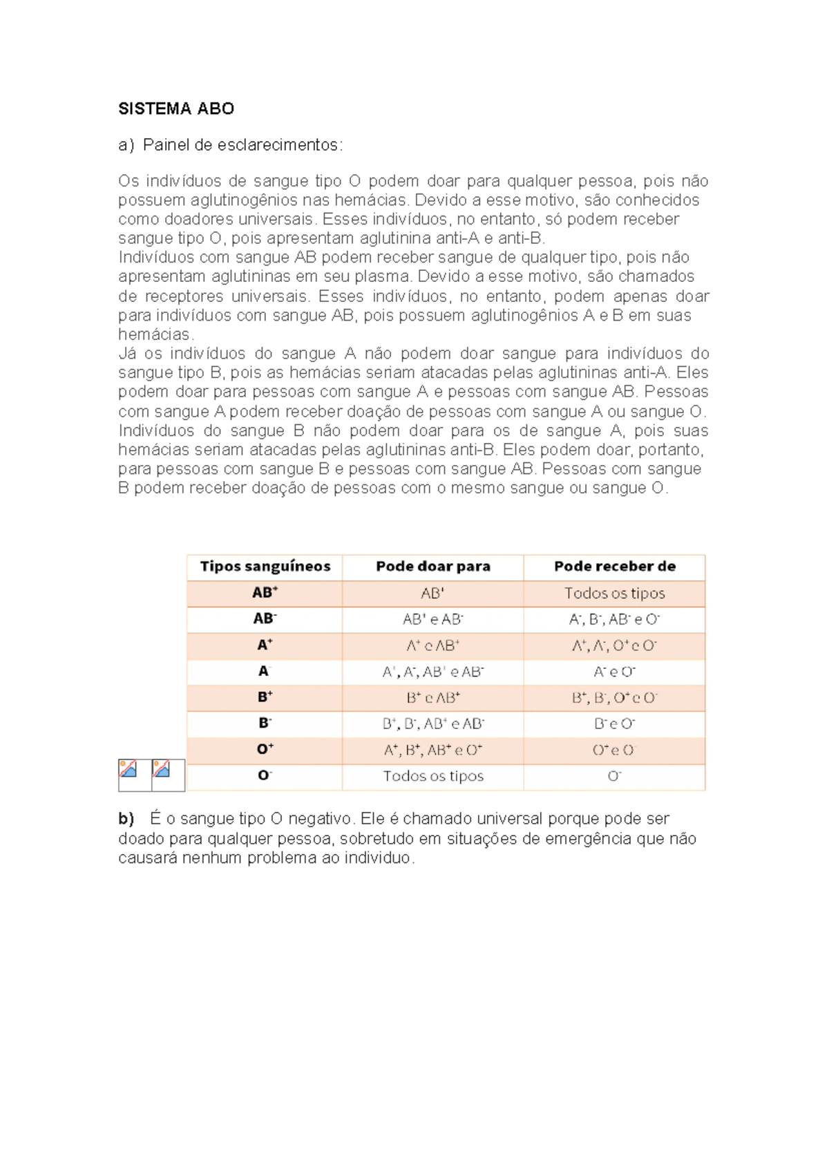 Sistema ABO - ANOTAÇOES DA EXPLICAÇAO DO PROFESSOR - SISTEMA ABO a ...