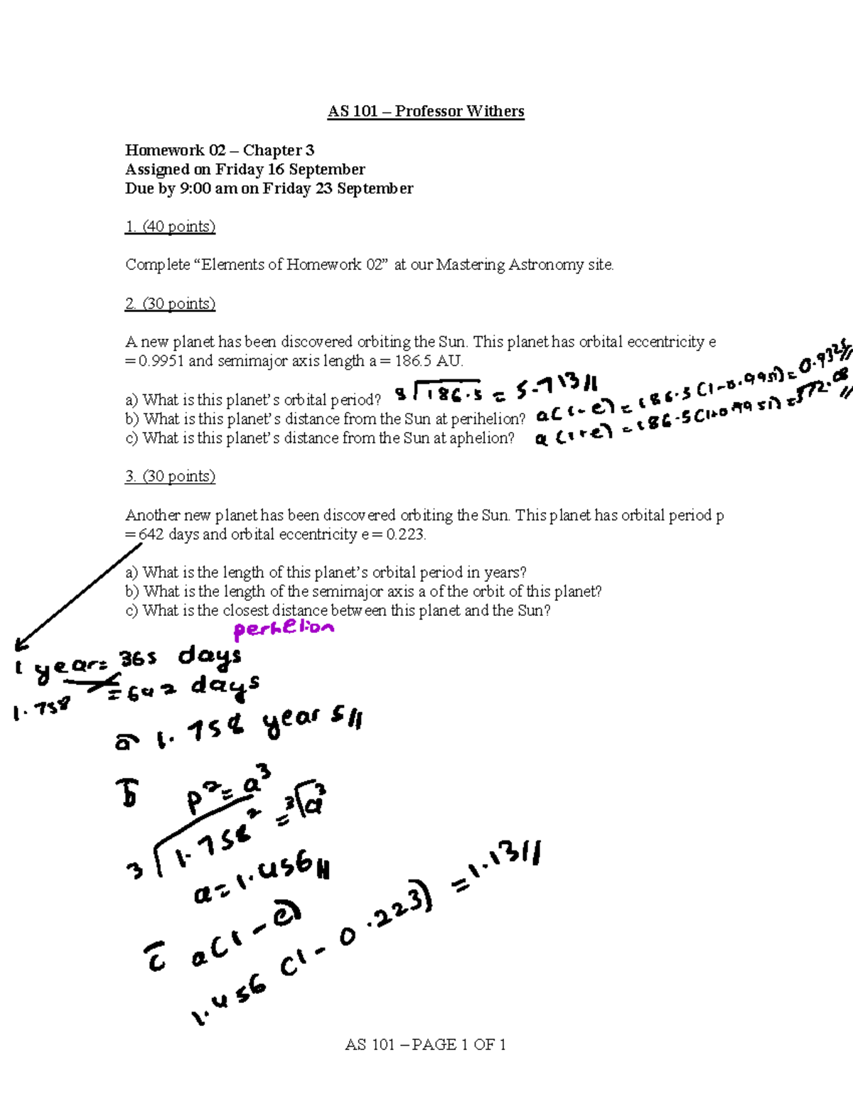 Chapter 3 homework assignment - AS 101 3 PAGE 1 OF 1 AS 101 3 Professor Withers Homework 02 3 ...