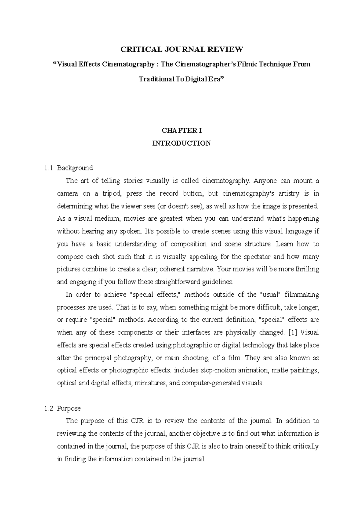 CJR Cinematography - CRITICAL JOURNAL REVIEW “Visual Effects ...
