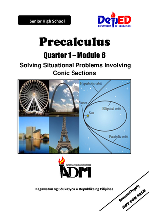 Precalculus Q1 Mod1 Introduction-of-Conic-Sections-and-the-Circle v5 - Kagawaran ng Edukasyon ...