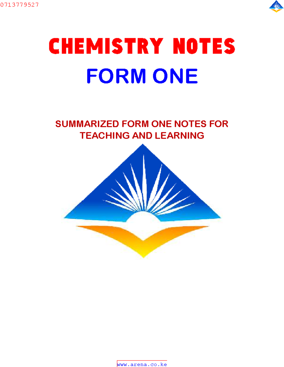 Chemistry FORM ONE Notes - CHEMISTRY NOTES FORM ONE SUMMARIZED FORM ONE ...