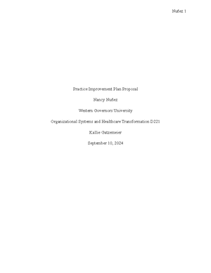 Task1 D223 - Task 1 - Children’s Hospital of Atlanta: A Nurse’s ...