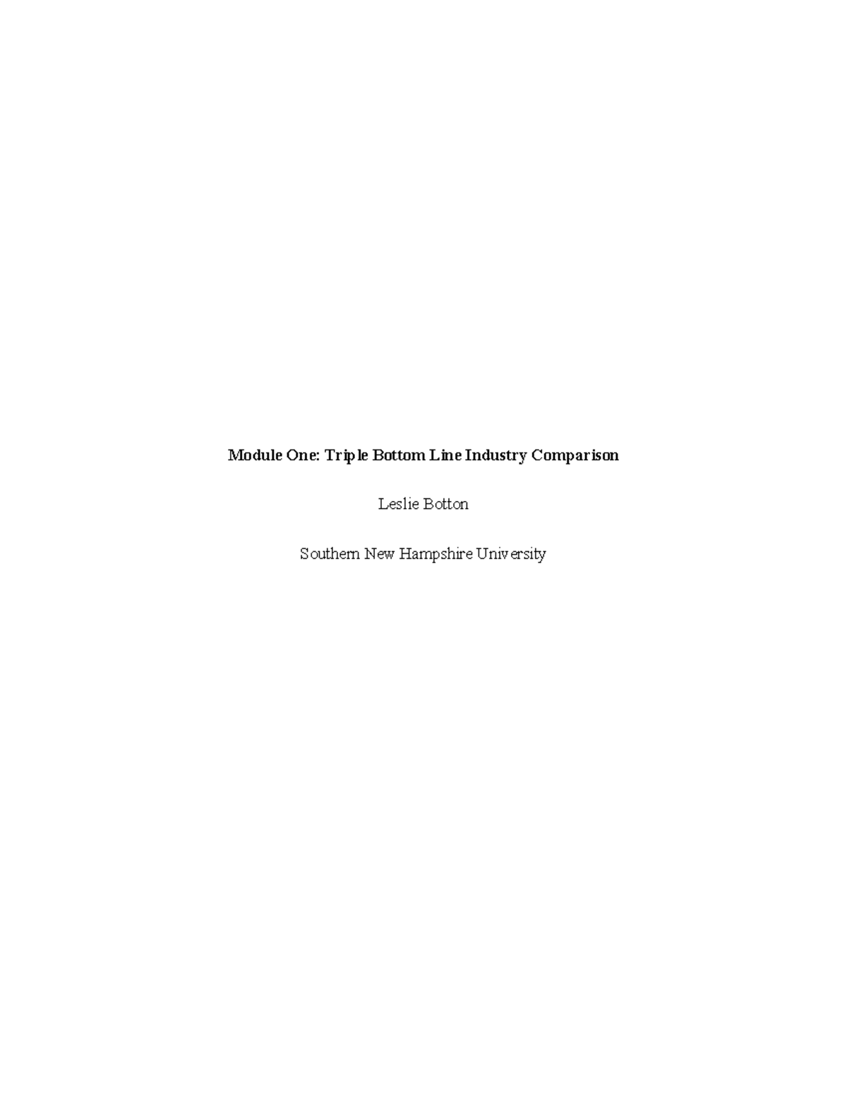 Mod 1 assignment - Module One: Triple Bottom Line Industry Comparison ...