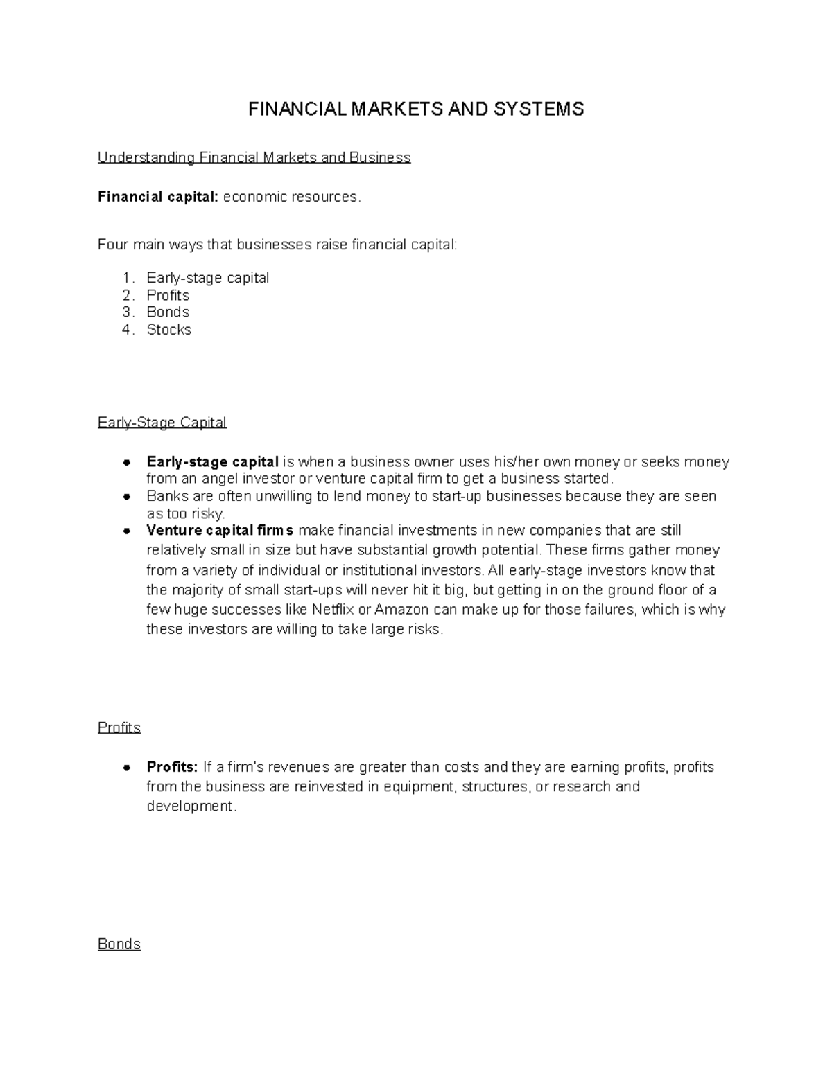Intro to Business Chapter 4 Part 3 Notes - FINANCIAL MARKETS AND ... Intro to Business Chapter 4 Part 3 Notes - FINANCIAL MARKETS AND ...