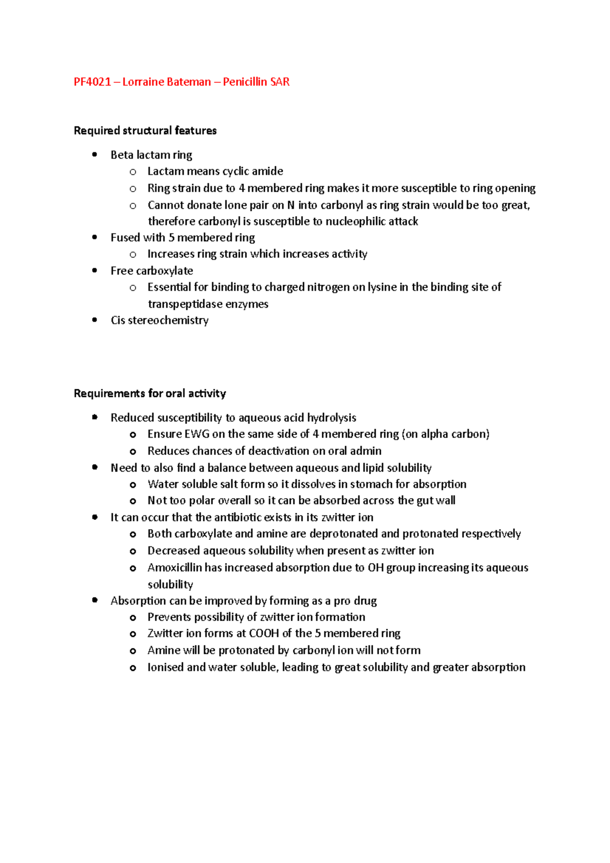 SBTE-SAR - Penicillins - PF4021 – Lorraine Bateman – Penicillin SAR ...