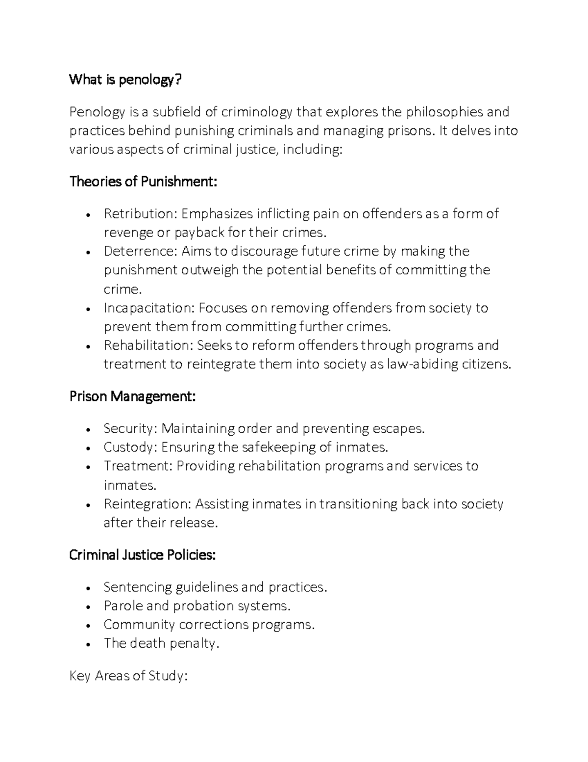 Penology Notes - What is penology? Penology is a subfield of ...
