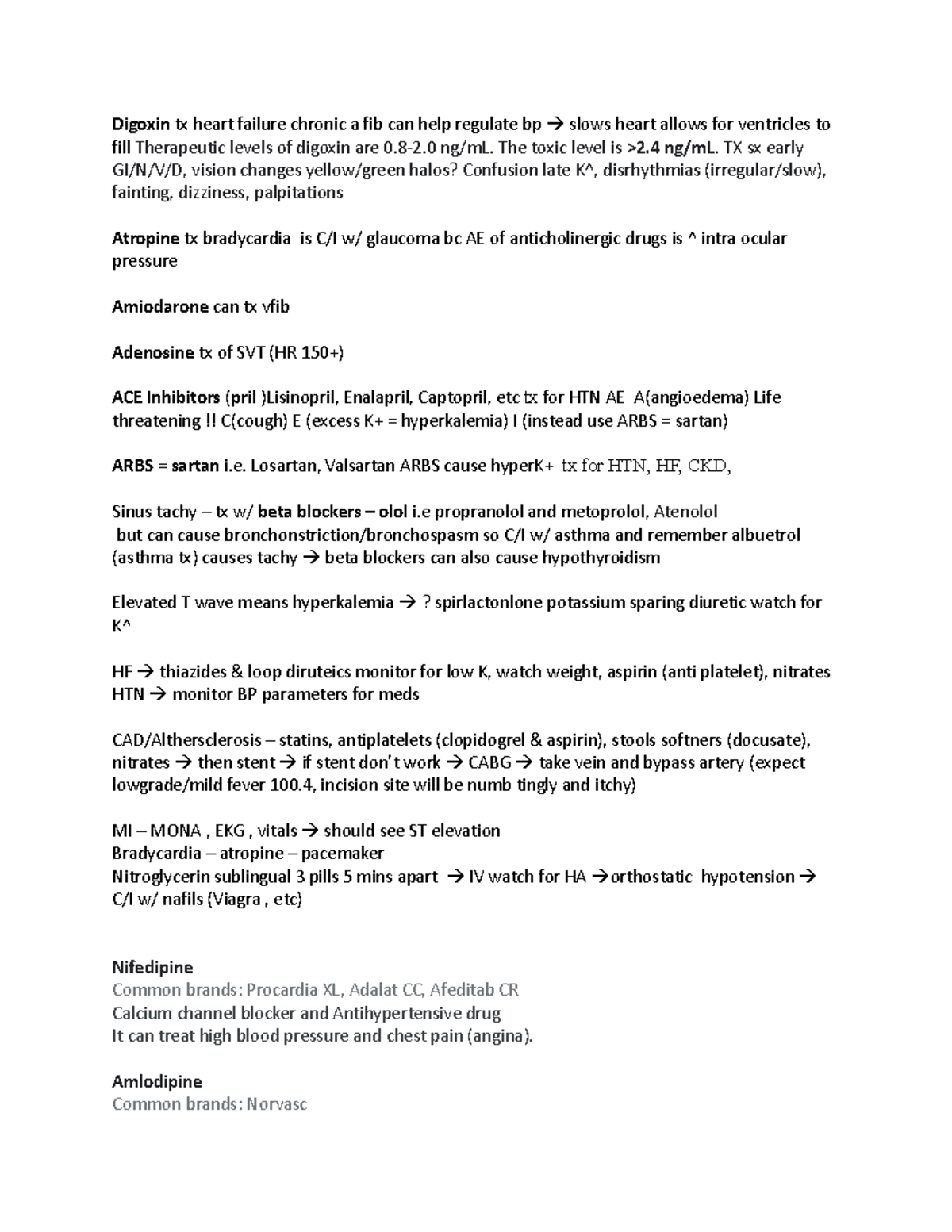 Cardiac: Cticu: Cvicu drugs - Digoxin tx heart failure chronic a fib ...