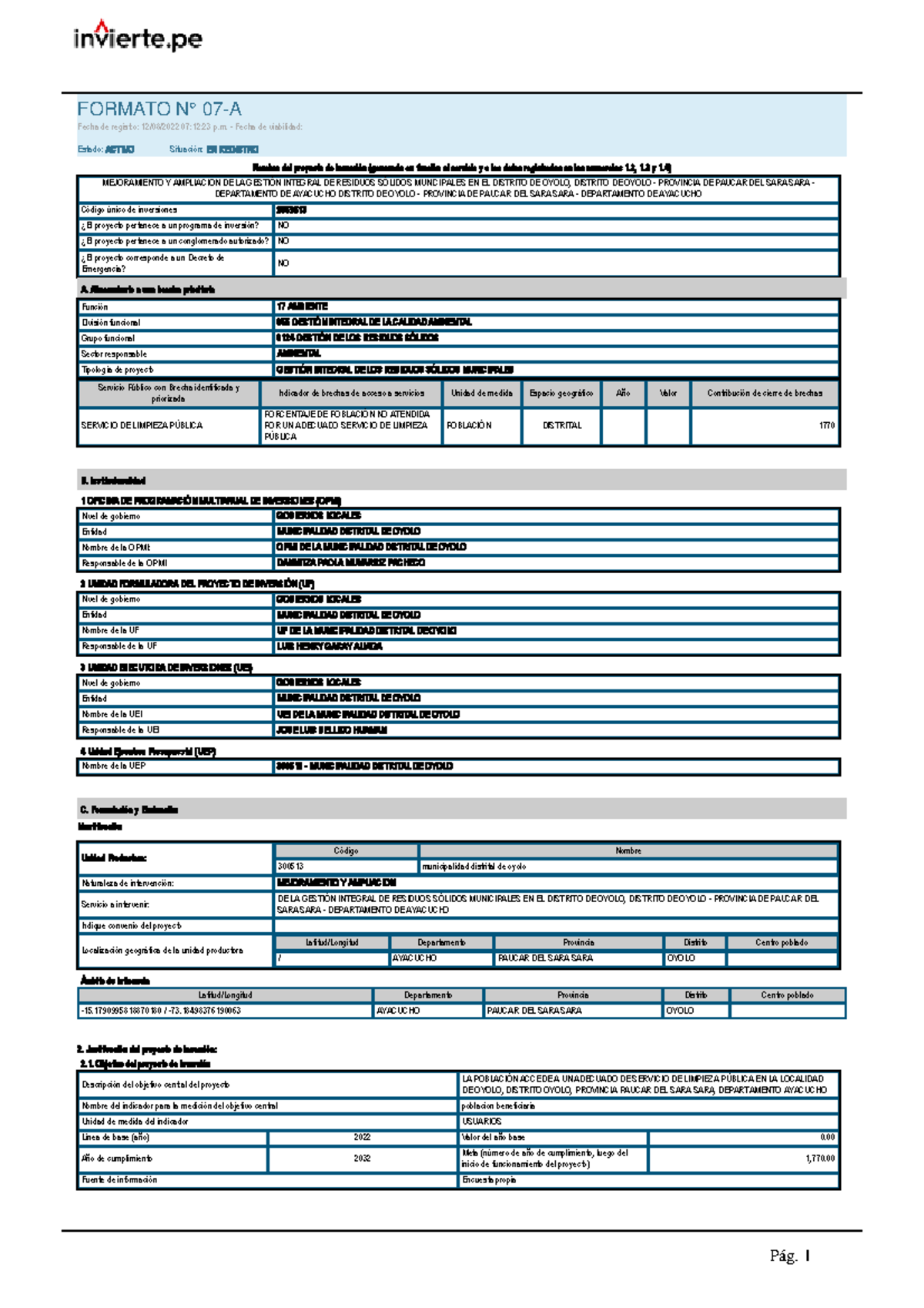 F7a - ELABORACION DE FORMATOS DE INVERSIONES - Nombre del proyecto de ...