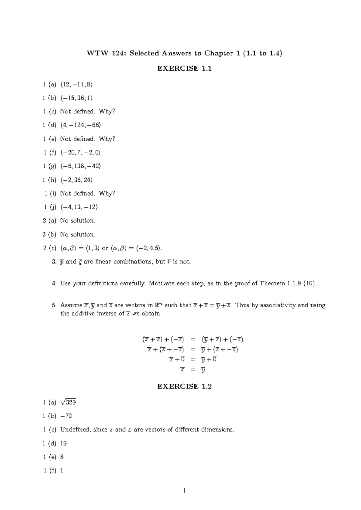 WTW 124 Textbook Exercise Answers - WTW 124: Selected Answers to ...