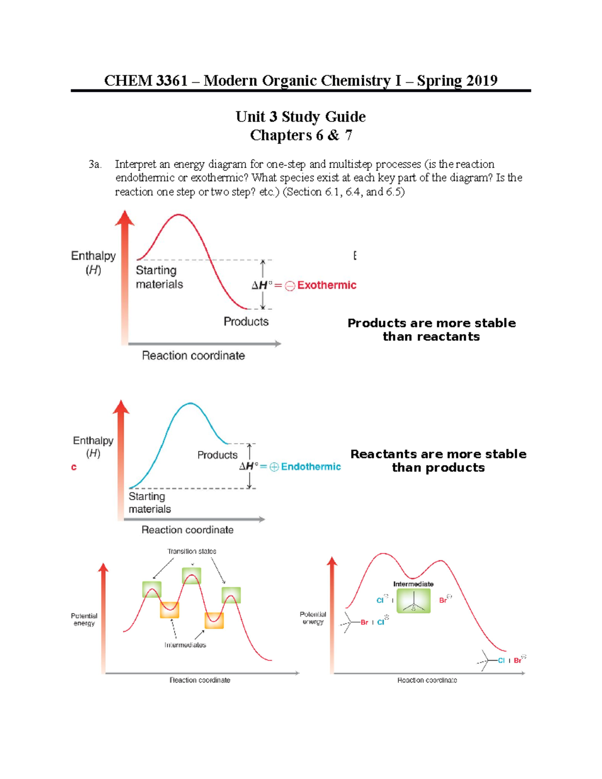 CHEM 3361-Unit 3 Study Guide - CHEM 3361 Modern Organic Chemistry I ...