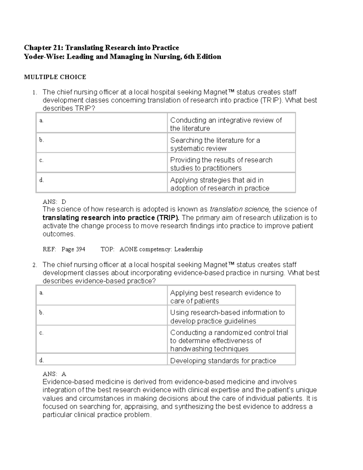 Translating research - lecture notes - Chapter 21: Translating Research ...