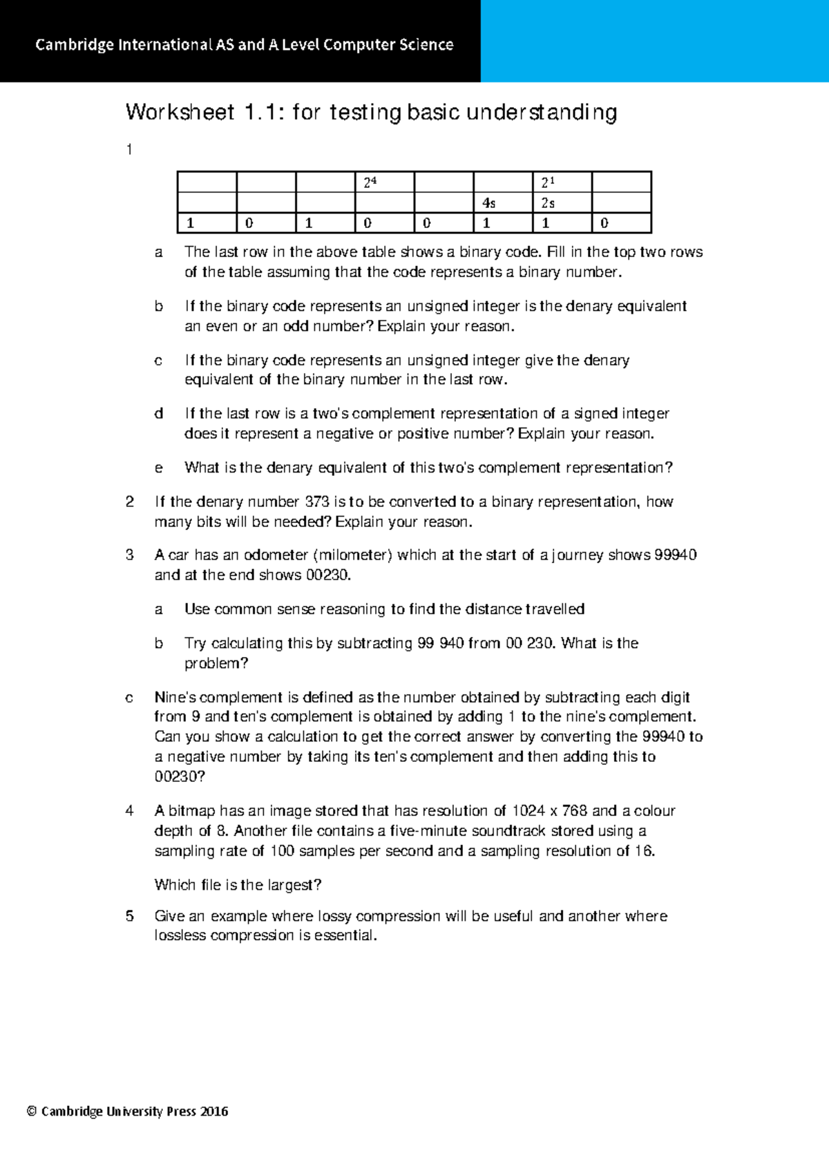 CH 01 Worksheet 1 - © Cambridge University Press 2016 Worksheet 1. 1 ...