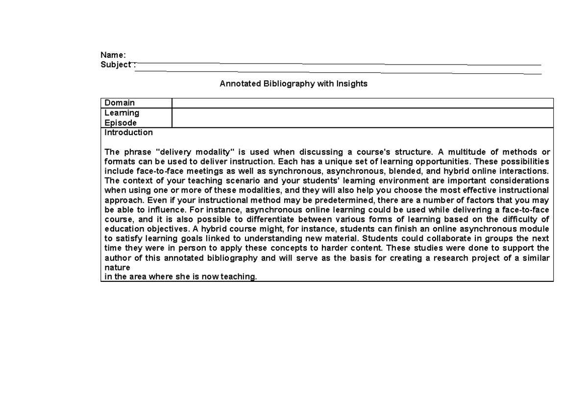 Annotated Template - nonr - Name: Subject : Annotated Bibliography with ...