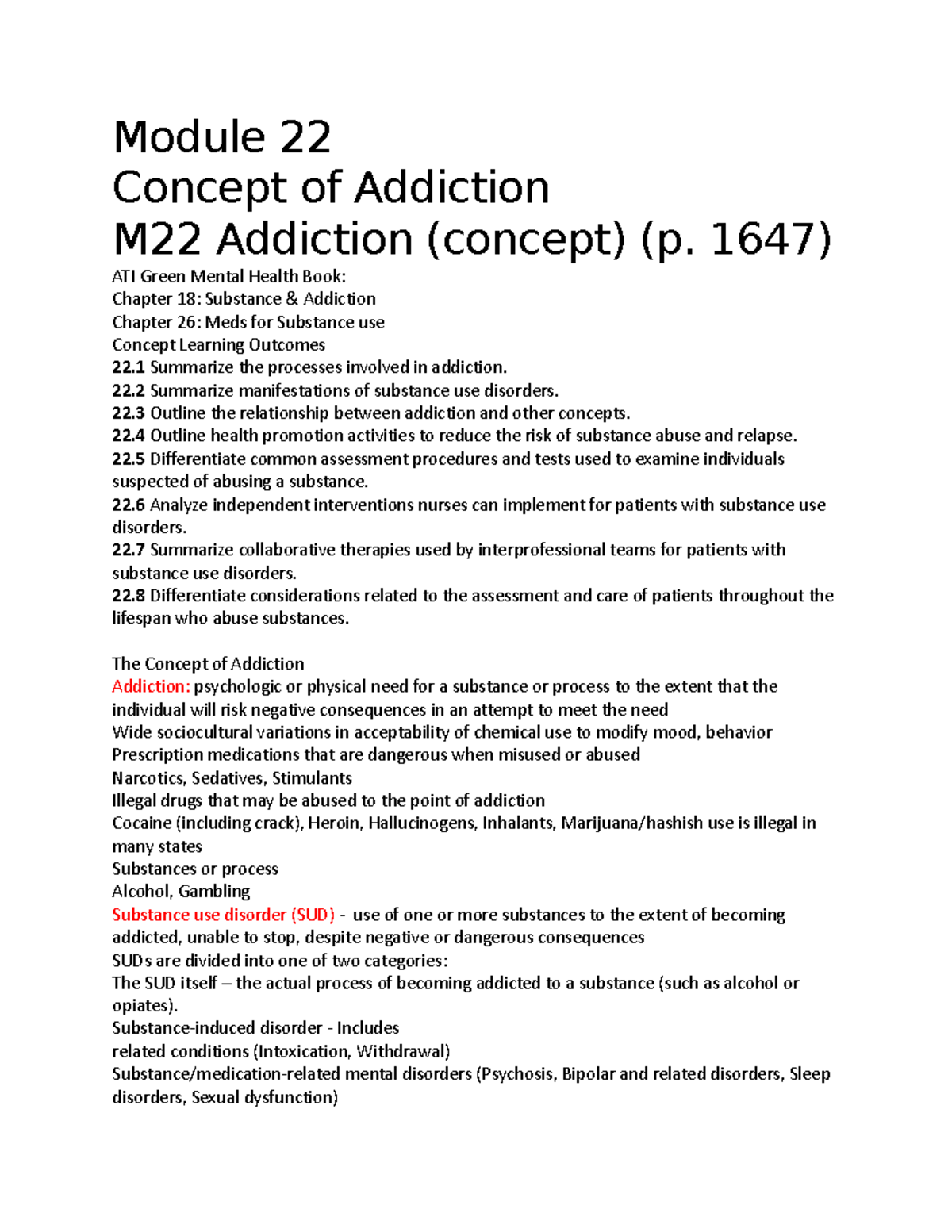 Addiction Notes - Module 22 Concept of Addiction M22 Addiction (concept ...