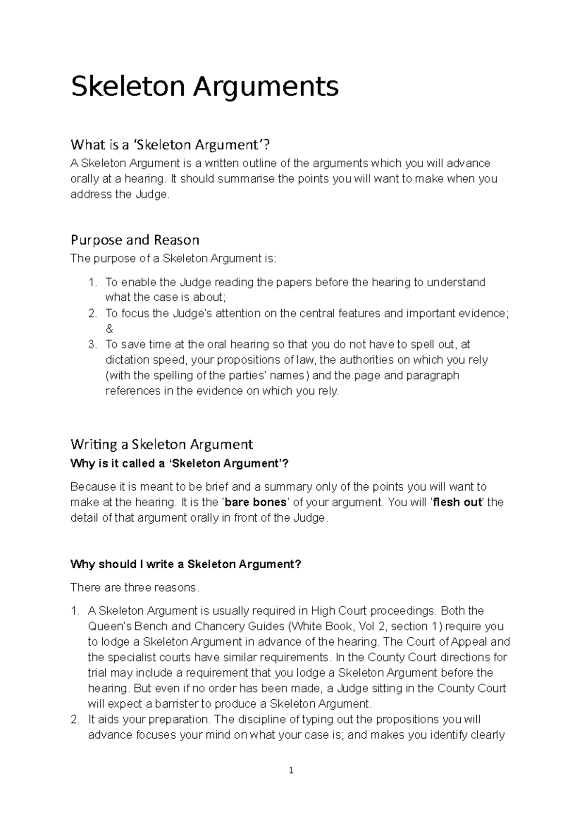 Transcript Skeleton Arguments 41230 Skeleton Arguments What Is A