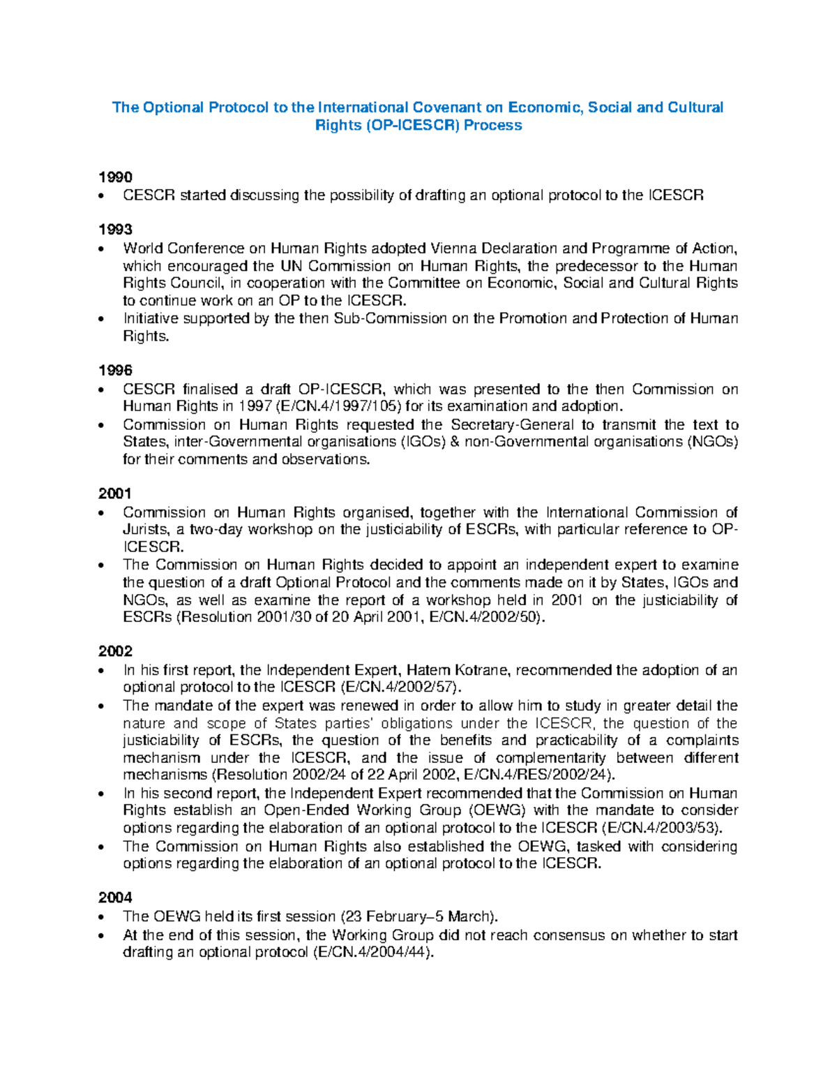 Treaty making - Example of OP- Icescr process - The Optional Protocol ...