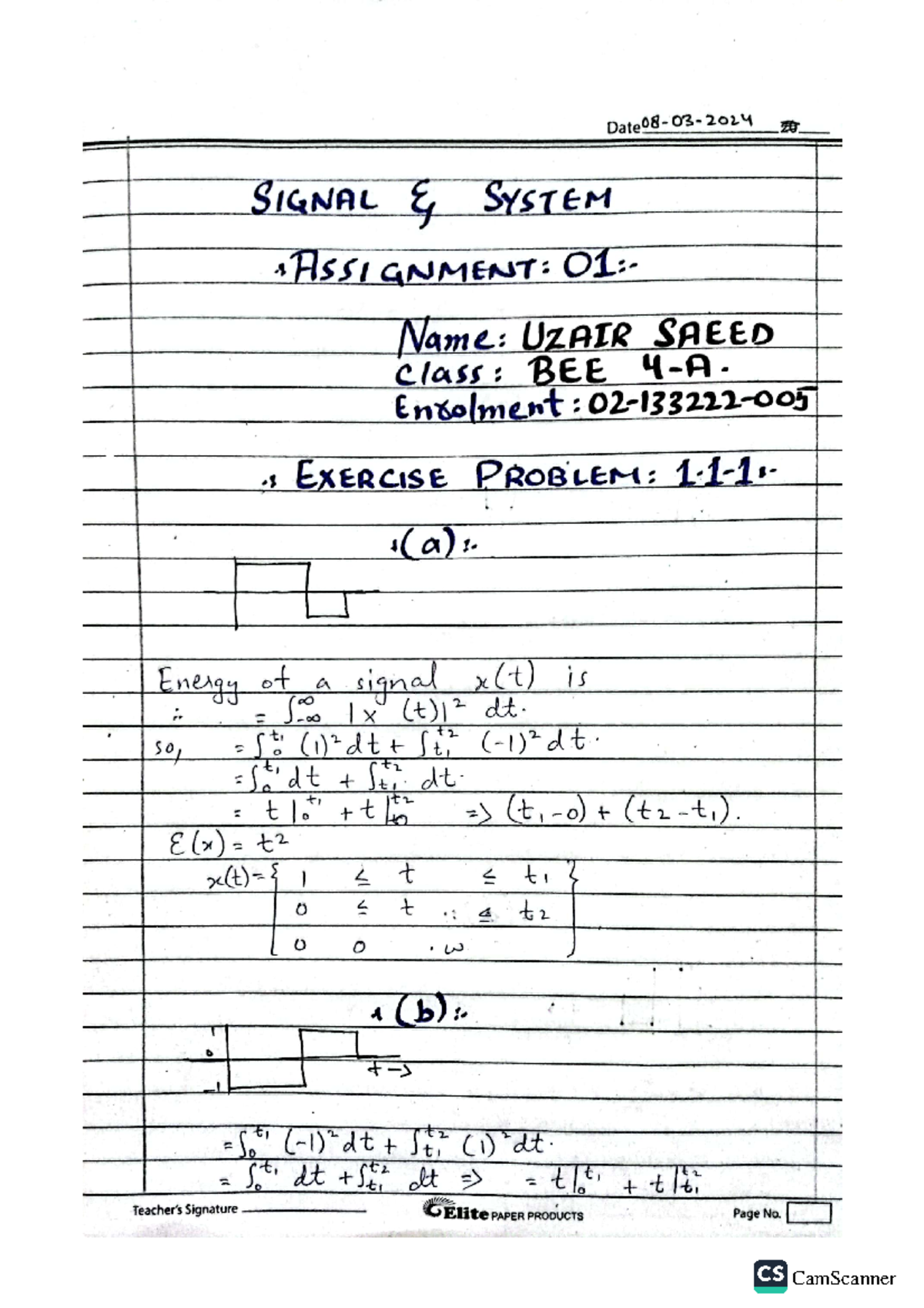 Signal and System Assignment 01 - electrical eng - Studocu