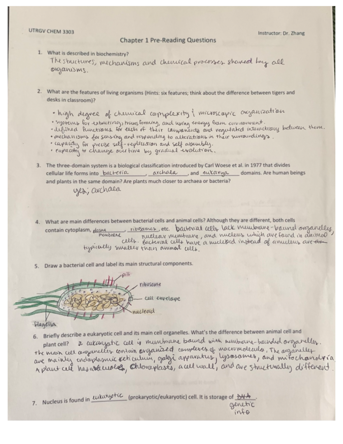 Pre-reading questions 1 - UTRGV CHEM 3303 Instructor: Dr. Zhang Chapter ...