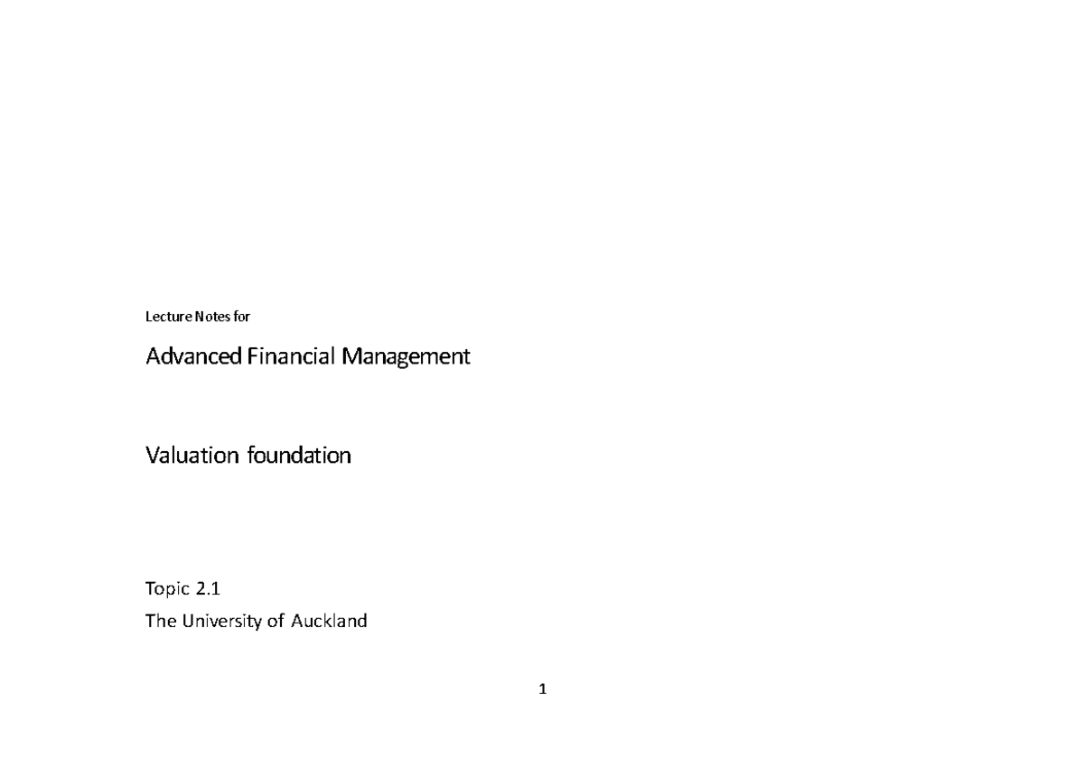 Lecture notes Topic 2.1 Valuation Foundation annotation - Lecture Notes ...