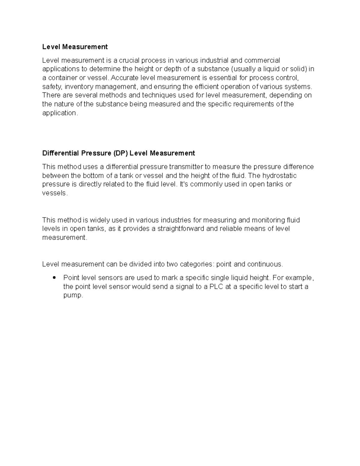 Level Measurement - Level Measurement Level measurement is a crucial ...