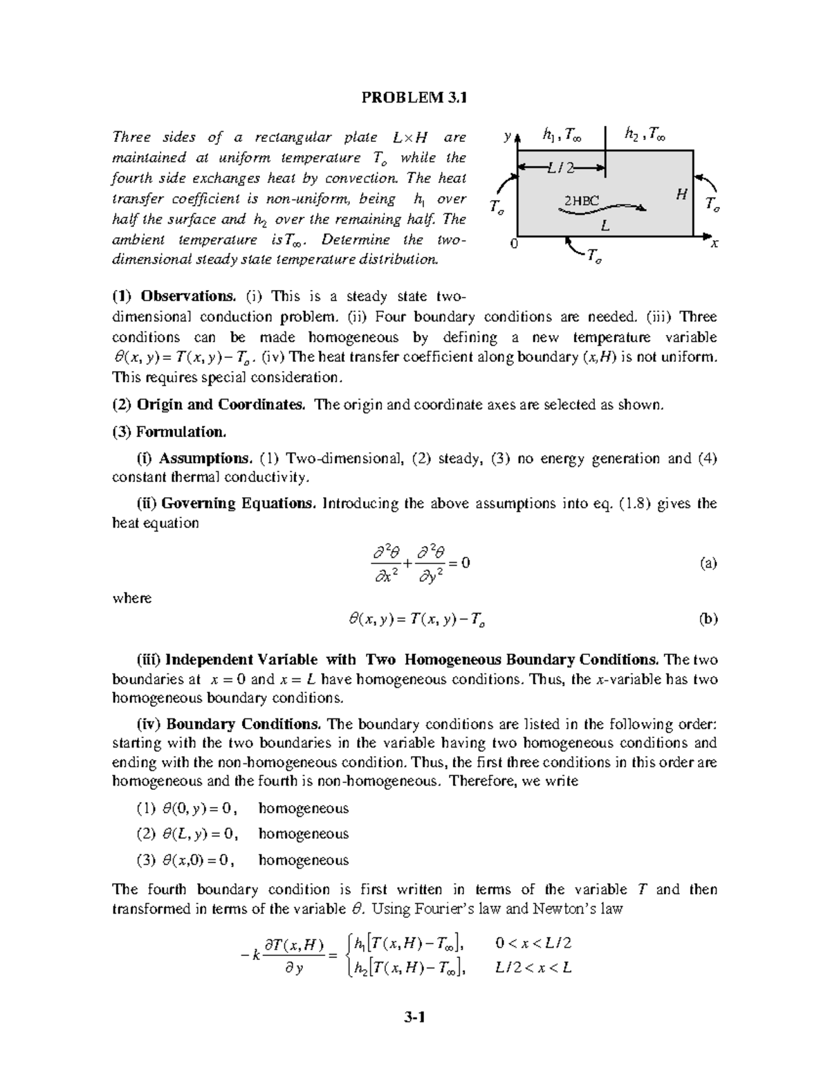 Heat-conduction-ch3-solutionpdf compress - PROBLEM 3. Three sides of a rectangular plate L H are ...