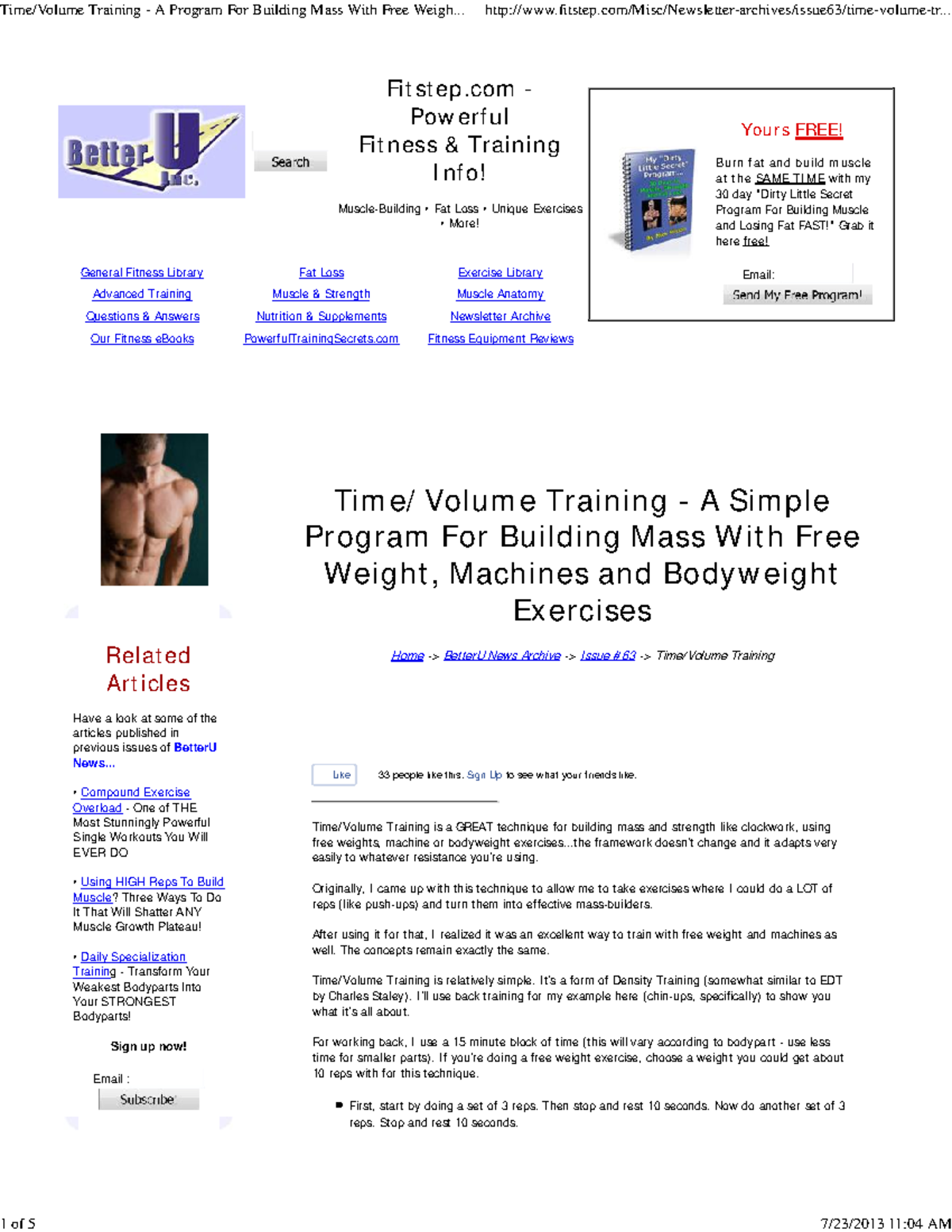 Volume Training - A Program For Building Mass With Free Weight ...
