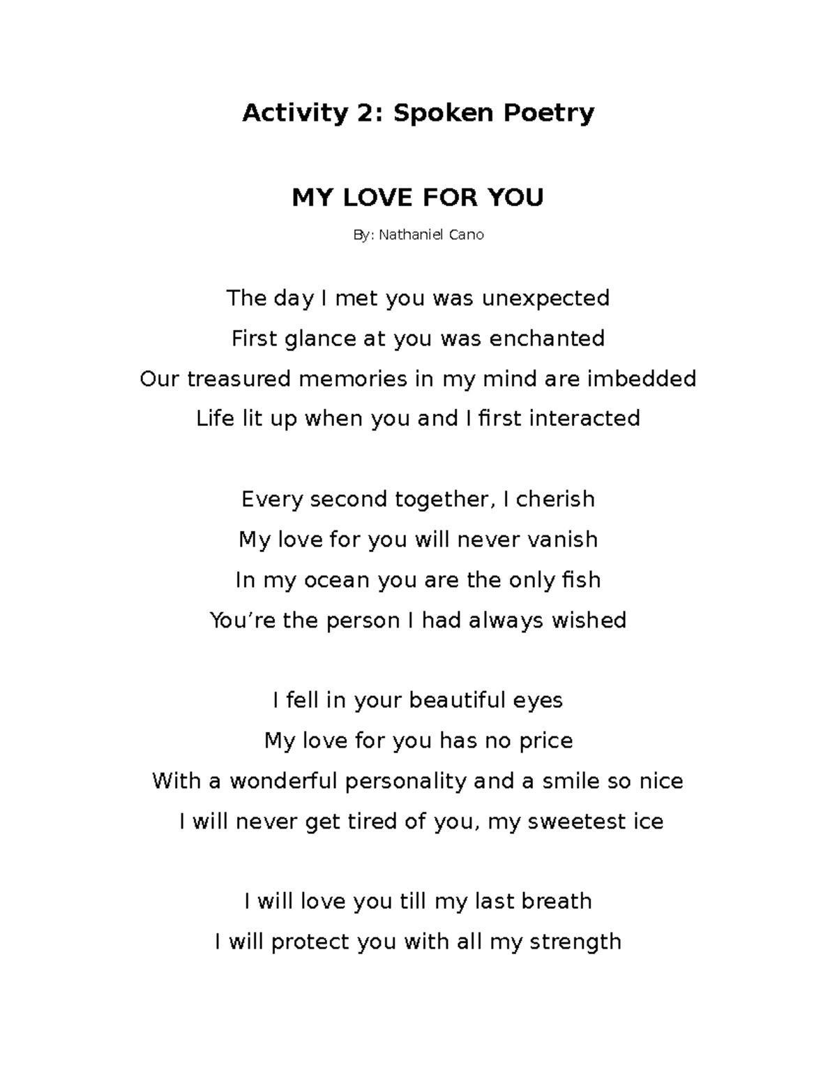 Spoken Poetry - Dont take this into account - Activity 2: Spoken Poetry ...