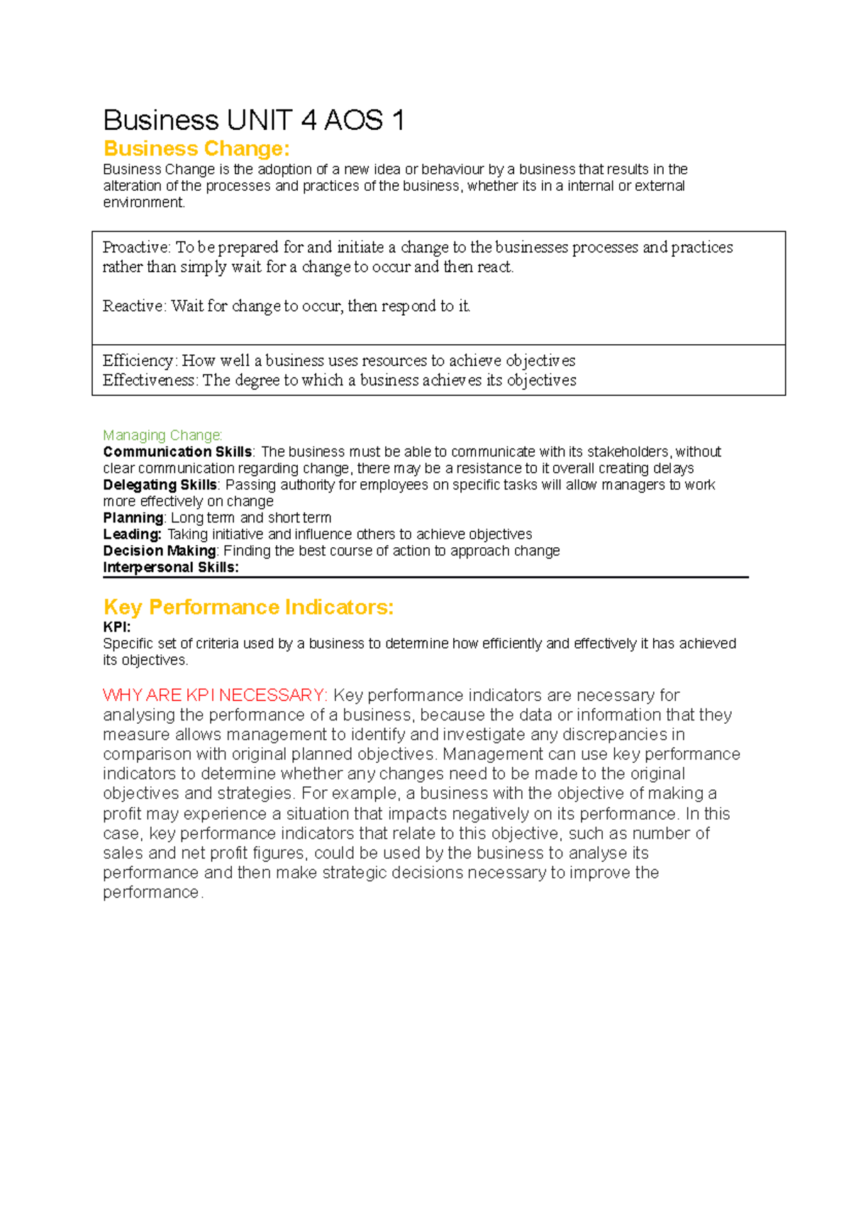 Business UNIT 4 AOS 1 - - Studocu