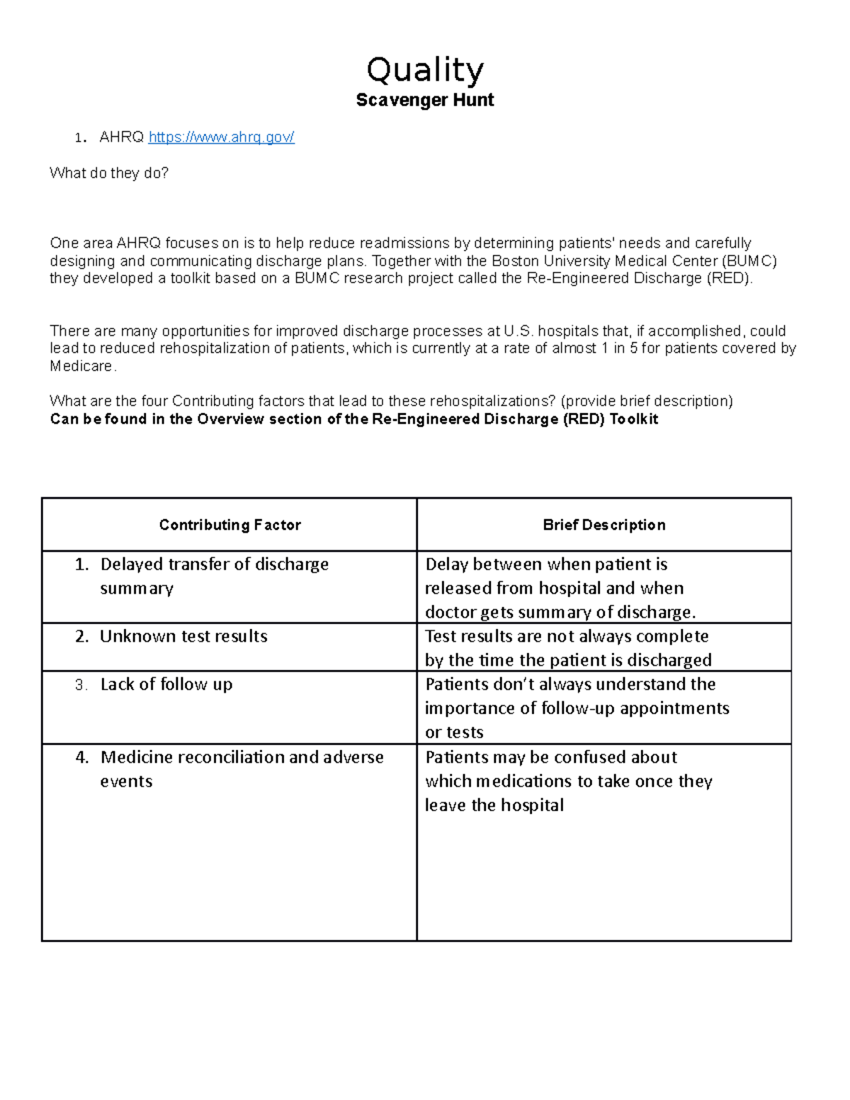 Quality Scavenger Hunt - Quality Scavenger Hunt AHRQ ahrq / What do ...