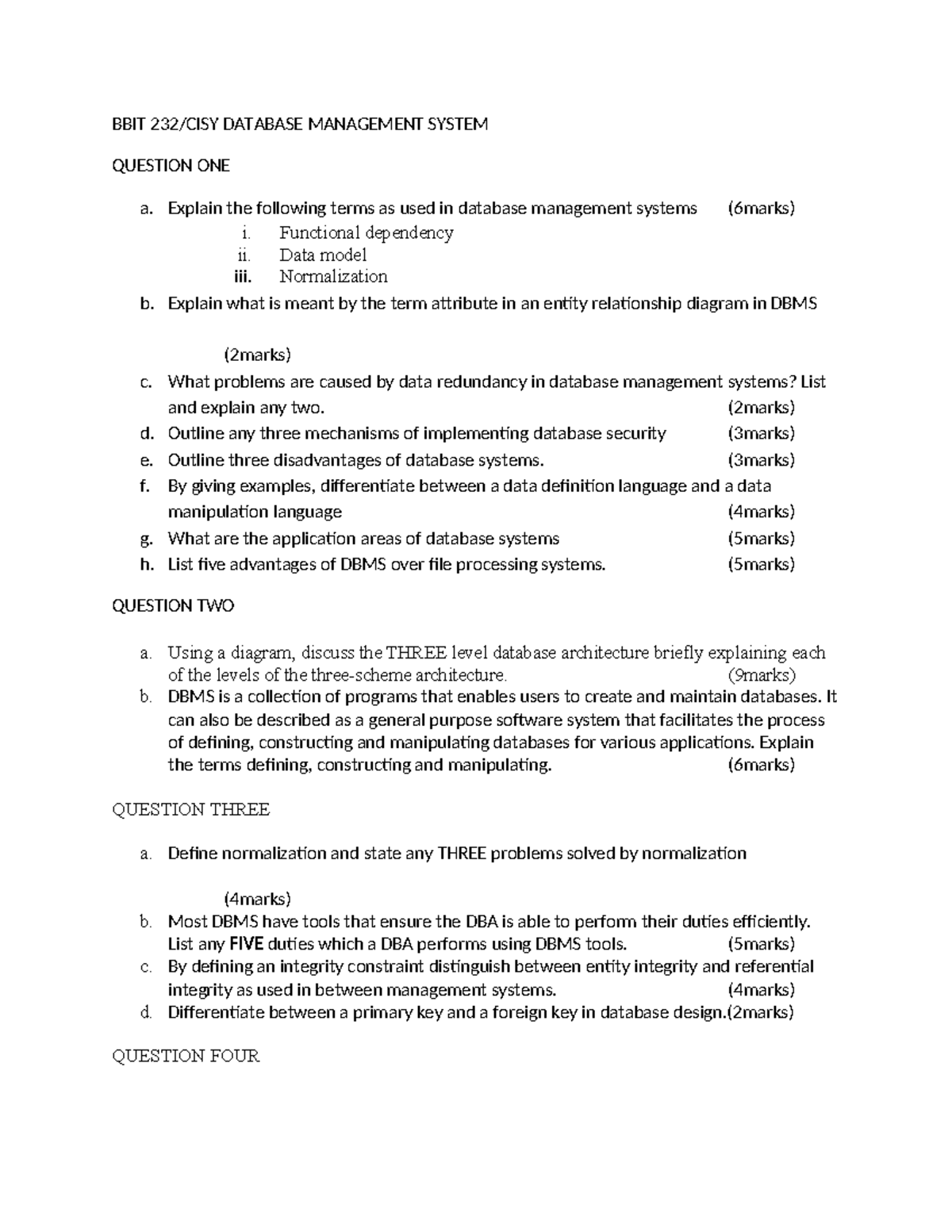Database Management System (B BIT 232) (CISY 210) (D BIT 221) 2ND ...