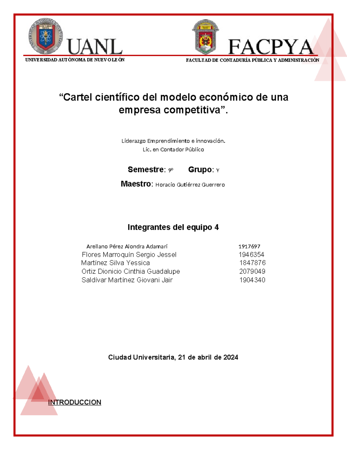 4 1 Evidencia 4 Cartel Científico Del Modelo Económico De Una