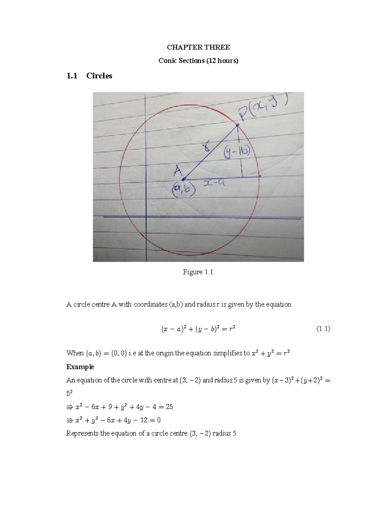 Math 124 topic 2 - They are given - CHAPTER THREE Conic Sections (12 ...
